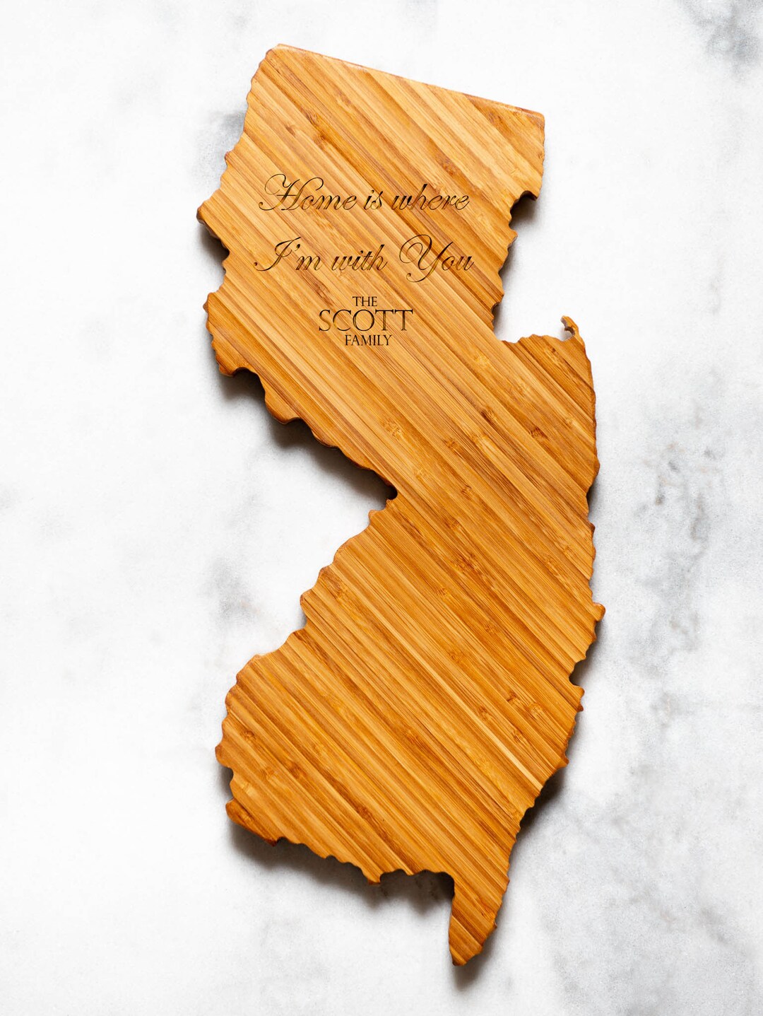 Personalized New Jersey State Shaped Cutting Board | 16 Options - Etsy
