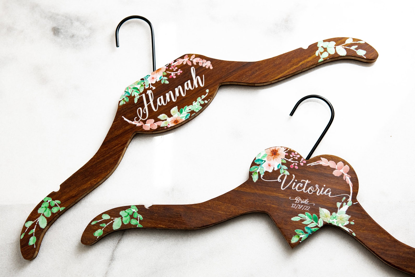 5 Shapes to Choose From | Personalized Wooden Hanger | Vine or Floral ...