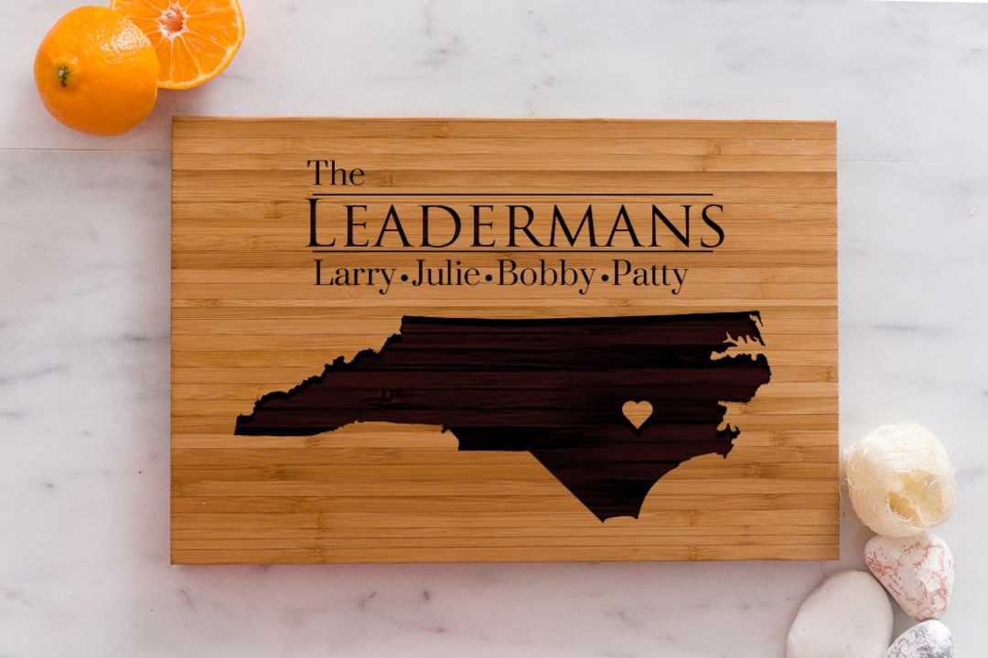 Personalized North Carolina State Engraved Cutting Board by Left Coast ...