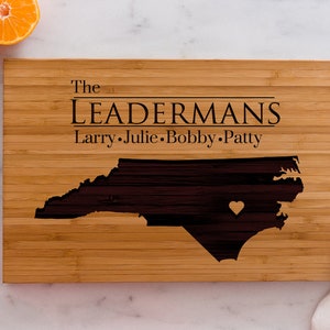 Personalized North Carolina State Engraved Cutting Board by Left Coast ...