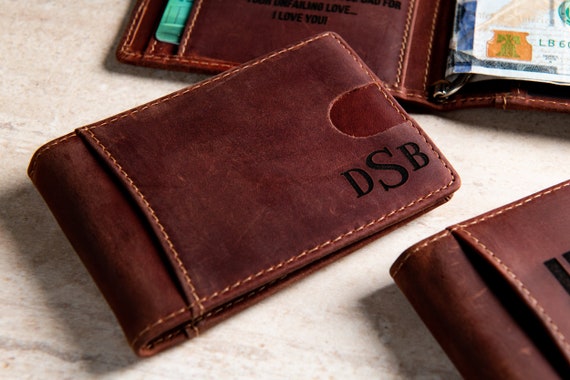 Slim Concealed Pocket Distressed Leather Wallet the Cedar Key | Etsy