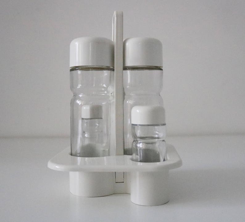 Space Age Modernist Glass and Plastic Condiment Cruet Set 5 - Etsy UK
