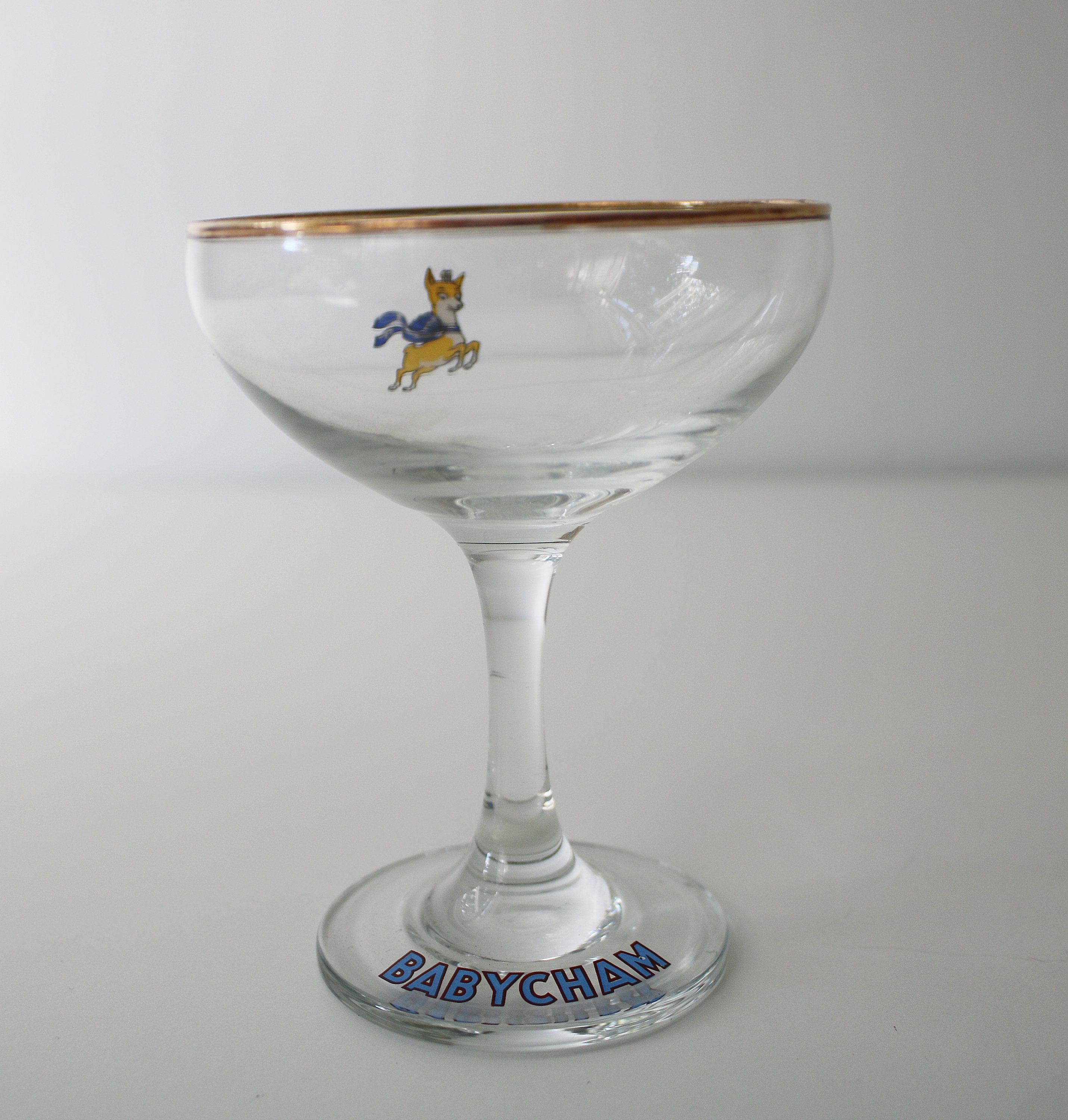 Set Of 6 1970s Leaping Deer Gold rimmed Babycham Glasses set-of-6-1970s-leaping-deer-gold-rimmed-babycham-glasses