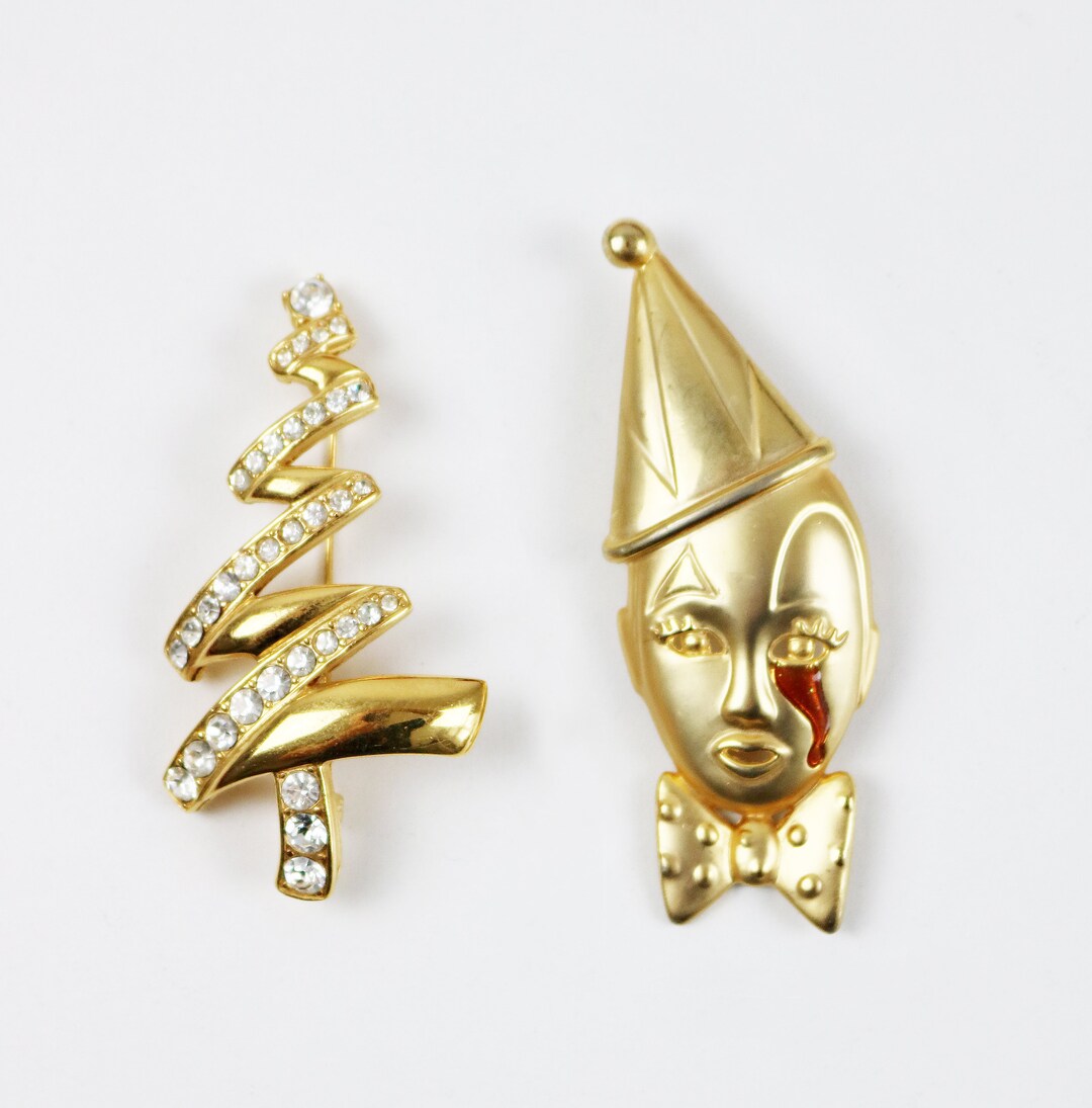 1970s Monet Crystal Christmas Tree or 1980s Goldtone Pierrot Brooch - Etsy