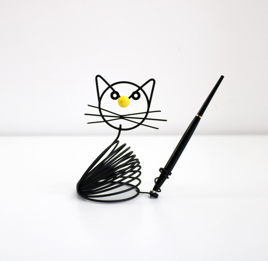 1950s / 60s Atomic Coiled Wire Cat Letter Rack Pen Holder - Possibly ...