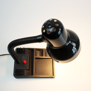 1980s Bendy Lamp With Desk Tidy and Pencil Holders - Black Plastic and ...