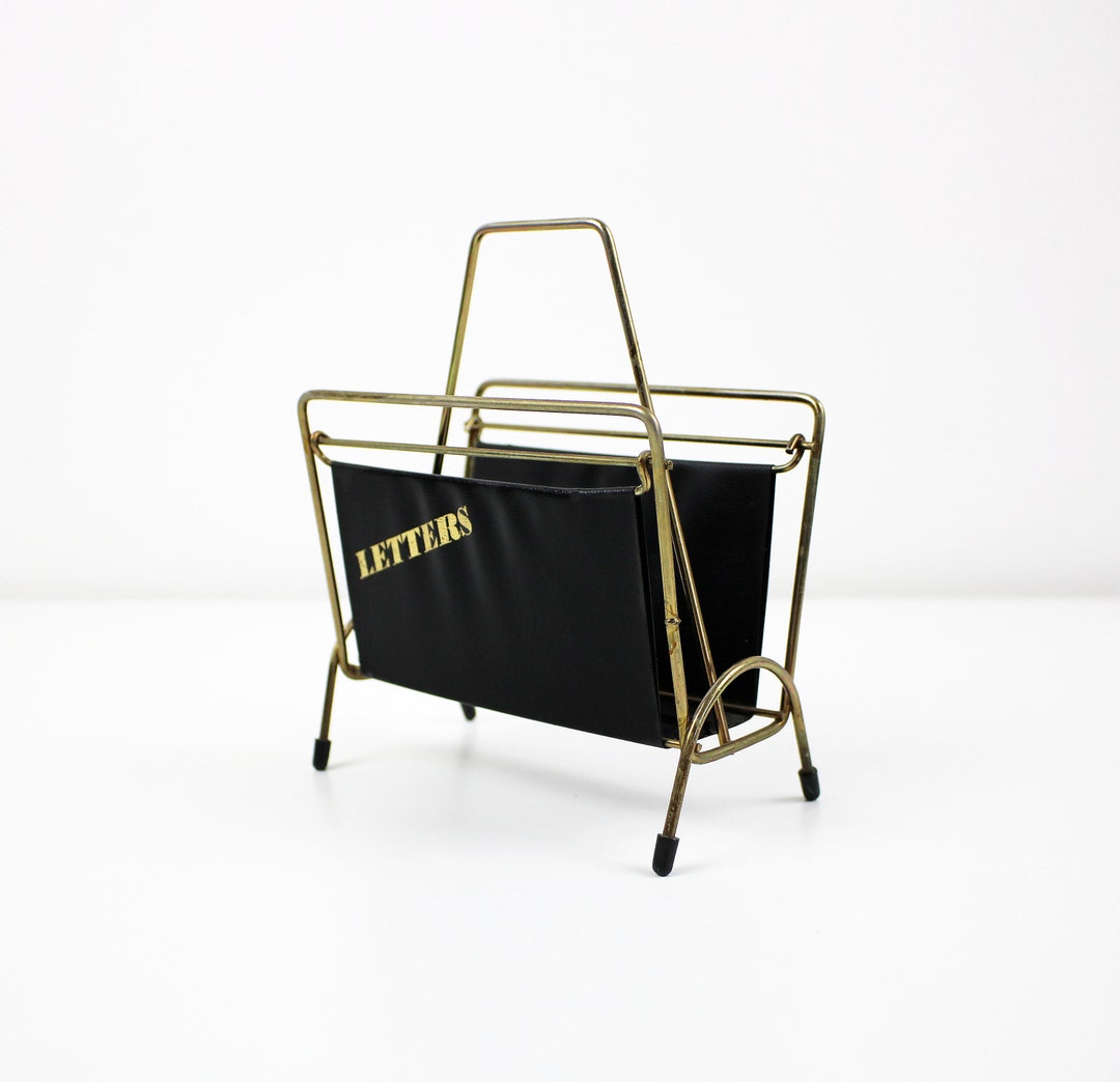 Mid Century Gilt Metal Letter Rack Black Vinyl With Gold 'letters' - Etsy