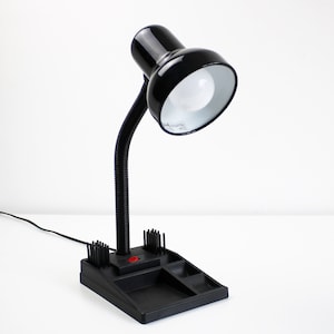 1980s Bendy Lamp With Desk Tidy and Pencil Holders - Black Plastic and ...