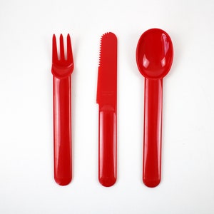 Bodum 1980s / 90s Modernist Picnic Flatware Set for 4 - Red Plastic ...