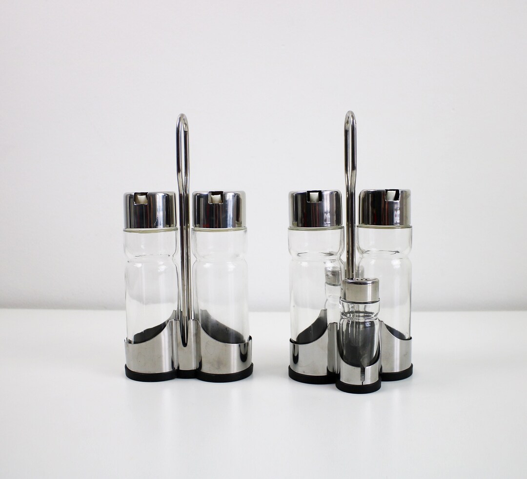 Space Age Modernist Condiment / Cruet Sets in Glass and Metal by Valira ...