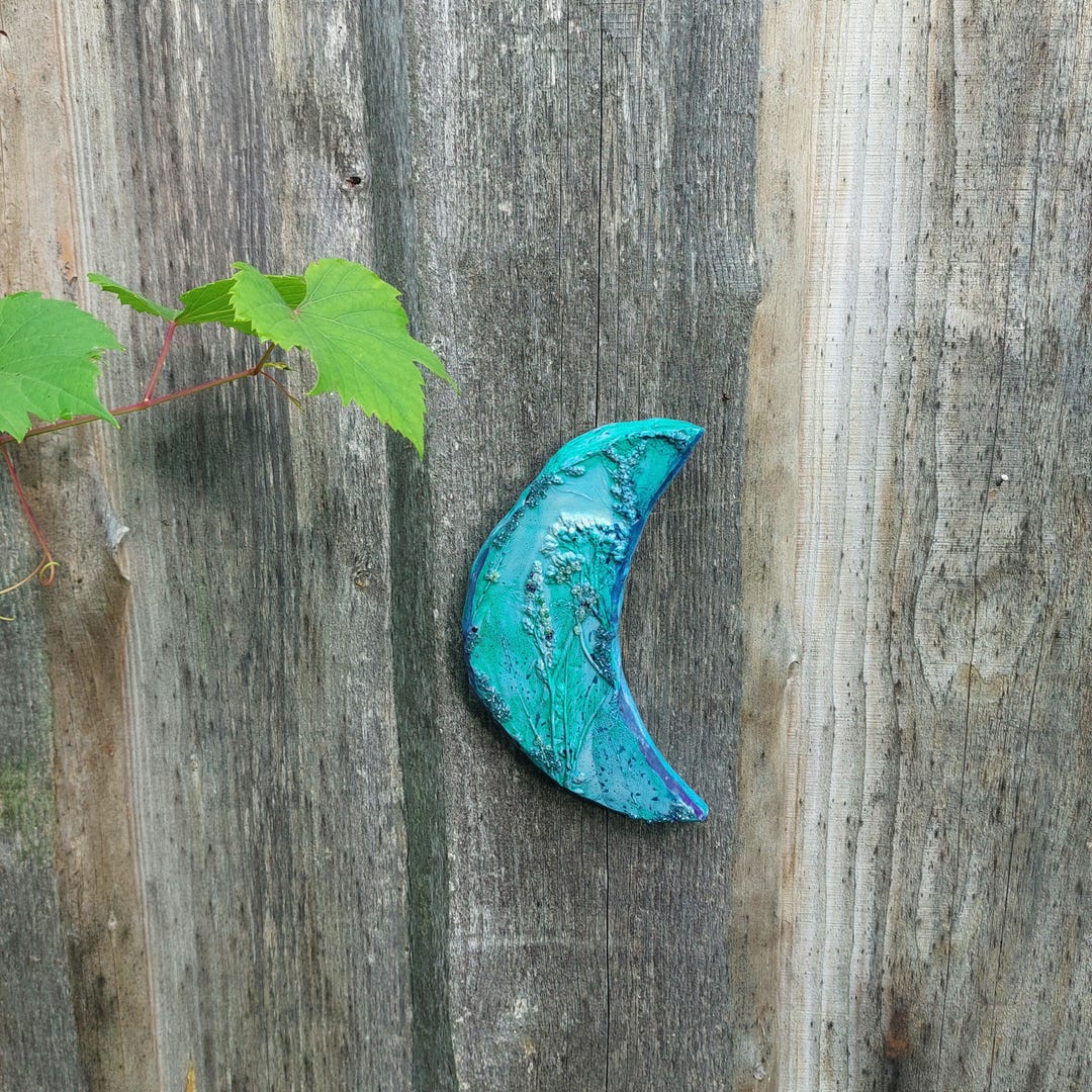 Yarrow Sage Mugwort Moon Wall Plaque: Botanical Plaster Art - Etsy