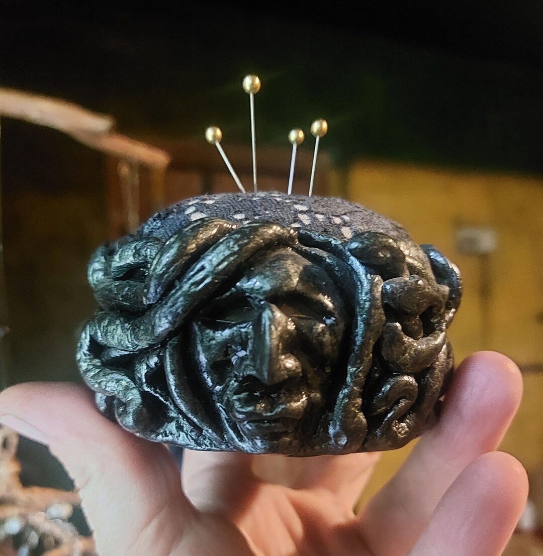 Medusa Pin Cushion: Goth Sewing Needle Holder, Mythical Decor - Etsy