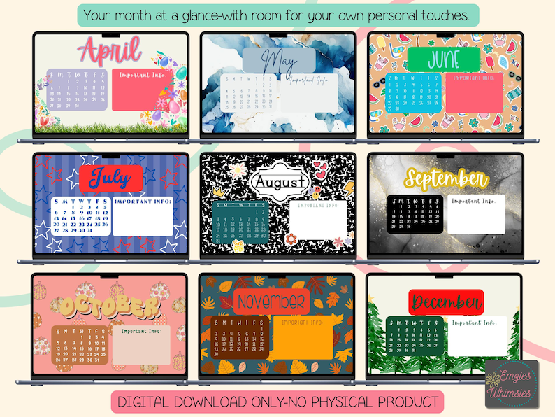 2025 Monthly Desktop Wallpaper Bundle | Set of 12 Wallpapers | Computer ...