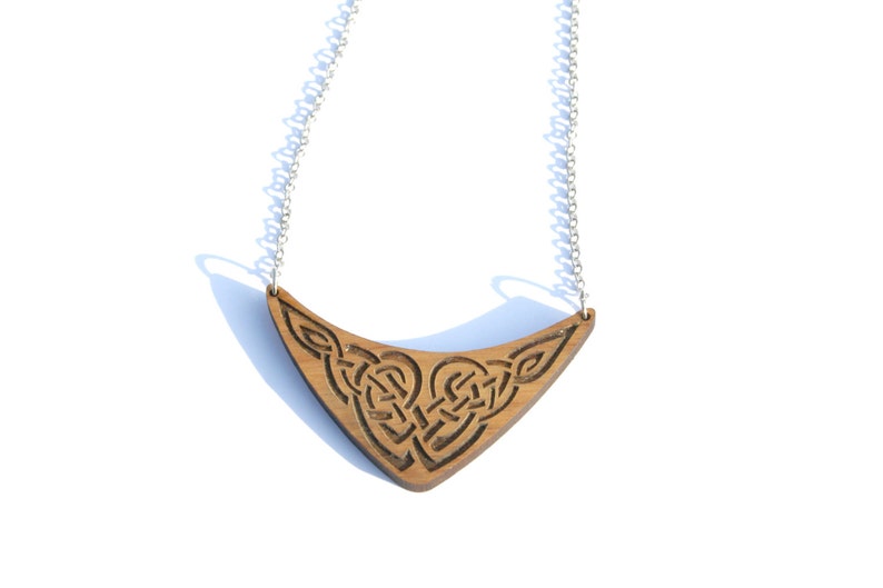 Celtic Torc Necklace, Wood Engraved Arc, Wooden Interlaced Interlace ...