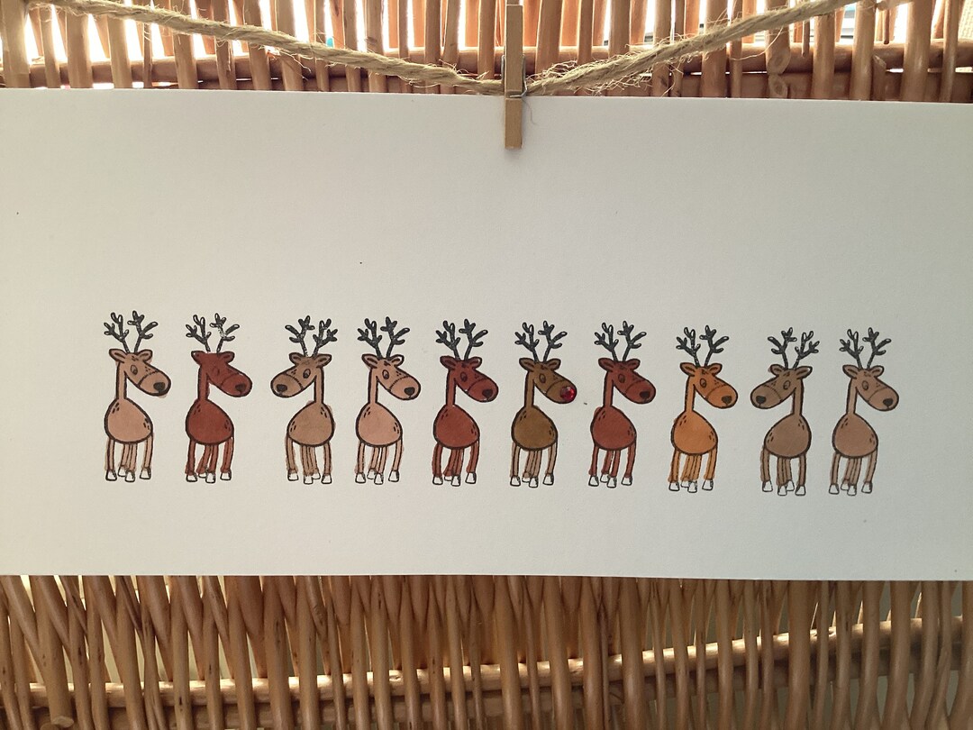 Handmade Row of Reindeer Christmas Card - Etsy