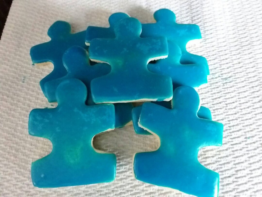 Puzzle Piece Sugar Cookies - Autism Awareness - Light It up Blue - 24 ...