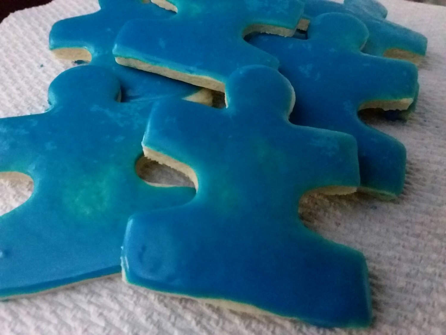 Puzzle Piece Sugar Cookies - Autism Awareness - Light It up Blue - 24 ...