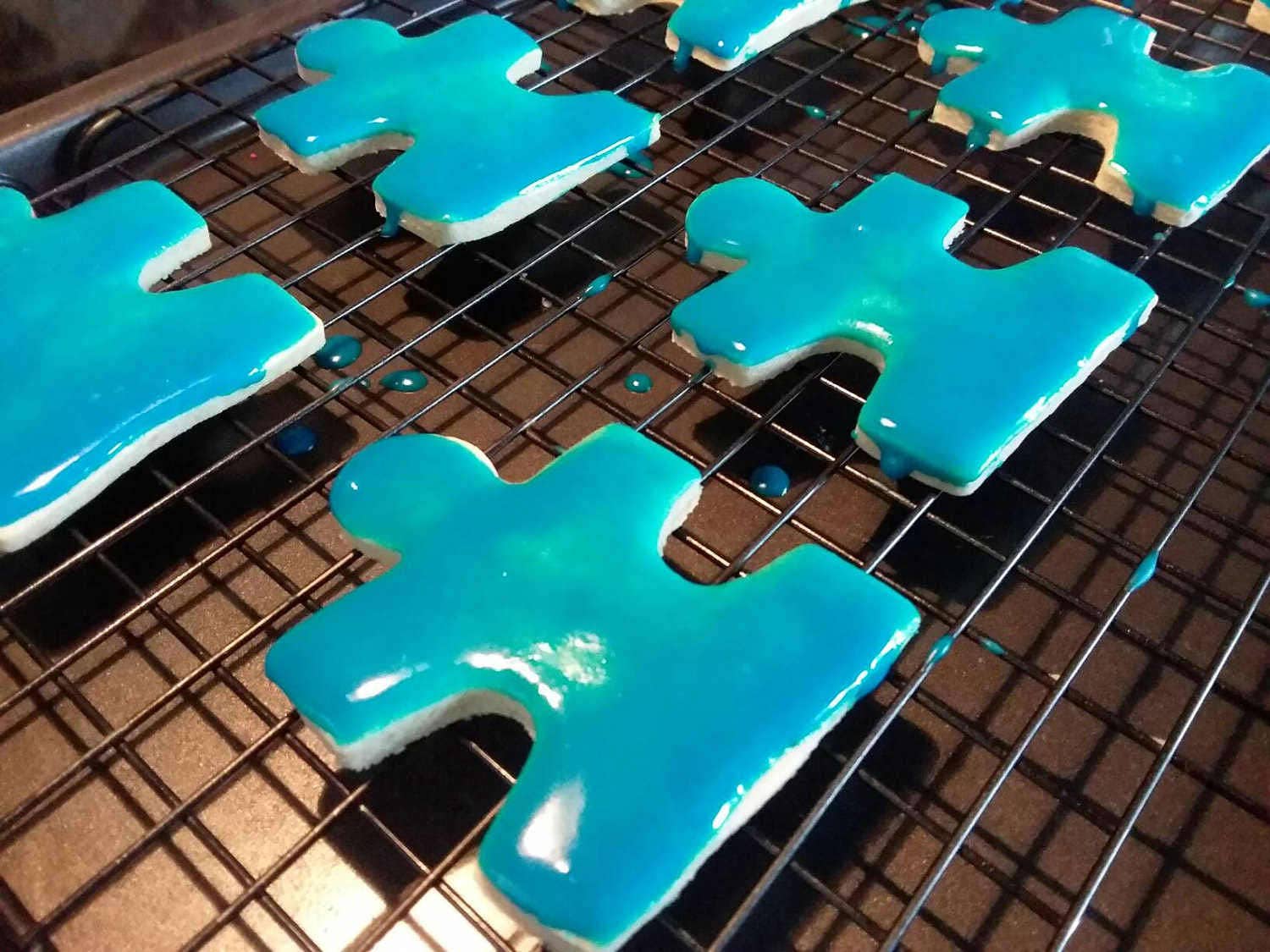 Puzzle Piece Sugar Cookies - Autism Awareness - Light It up Blue - 24 ...