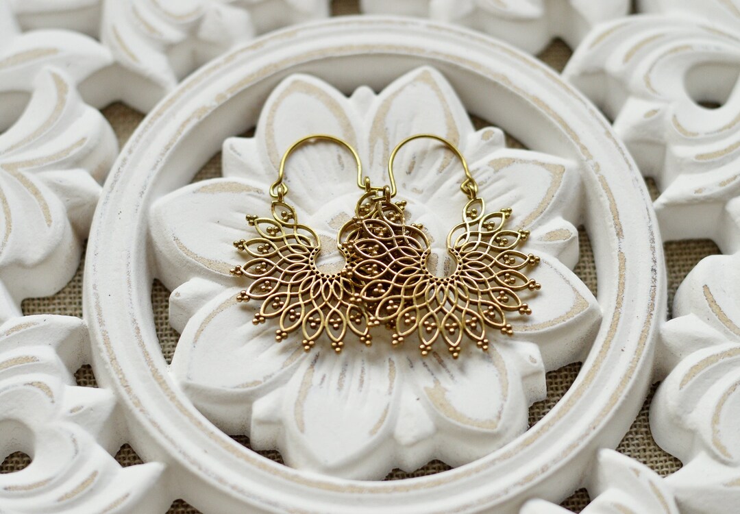 JONI* Geometric Floral Mandala Hoop Earrings. Tribal, Ornate ...