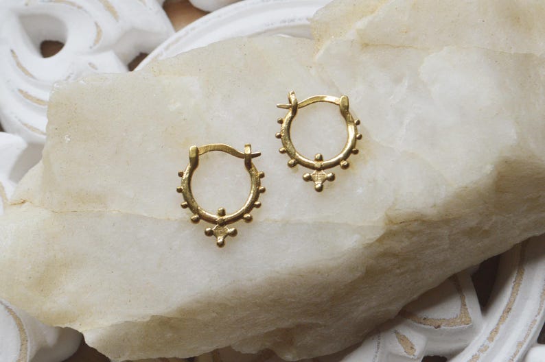 ALEXANDRIA* Small Ornate Golden Clicker Hoop Earrings. Hippie, Boho ...