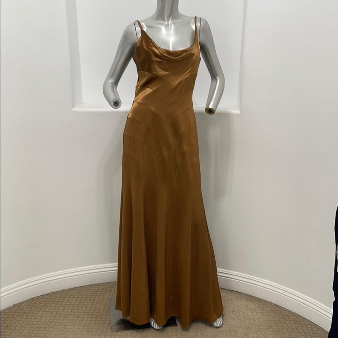 Sophie Sitbon Seamed Satin Copper Evening Gown Vintage 90s Size FR 42 ...