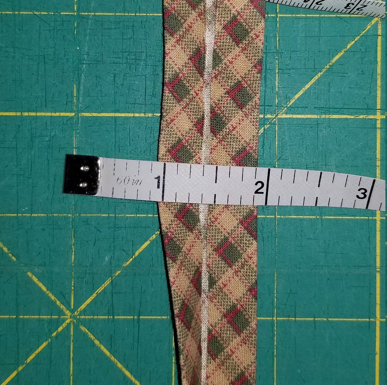 Handmade Cotton Bias Seam Binding - Double Fold - Vintage - Green Plaid ...