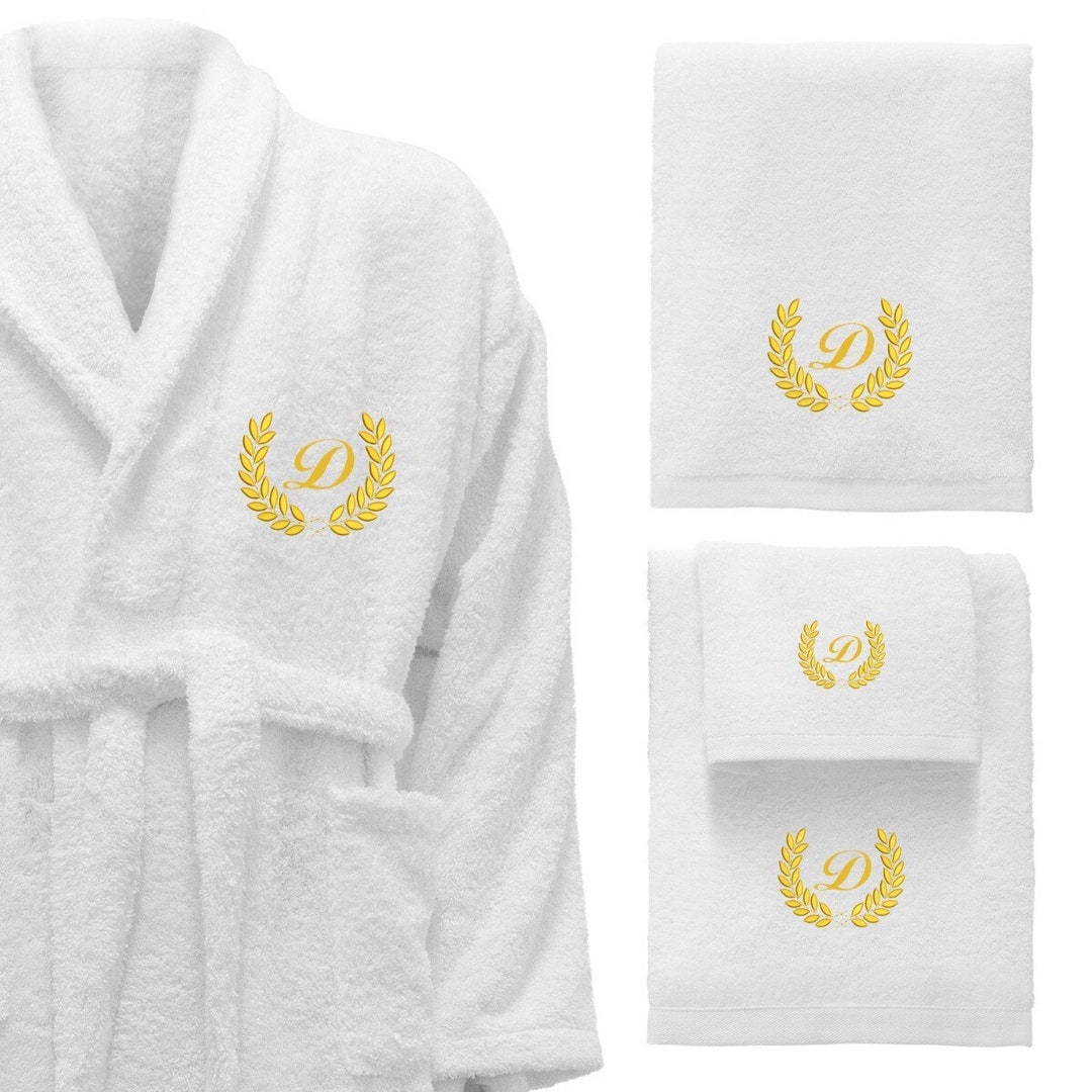 Bath Towels and Personalized Bathrobe - Ref. Laureado - Gold - Etsy