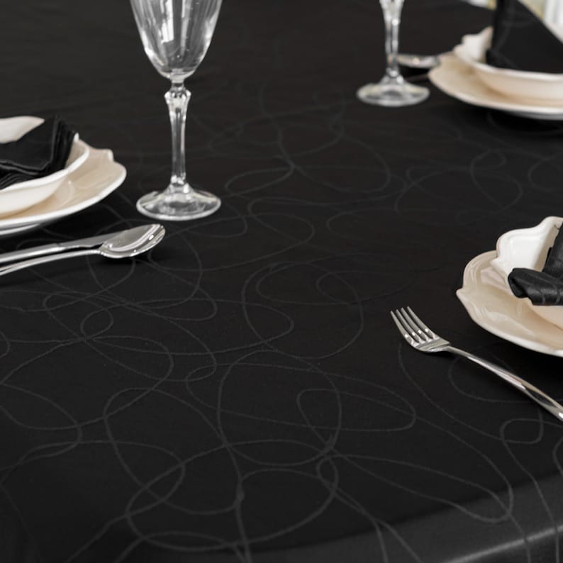 Luxury Black Tablecloth Anti Stain Proof Resistant Large | Etsy