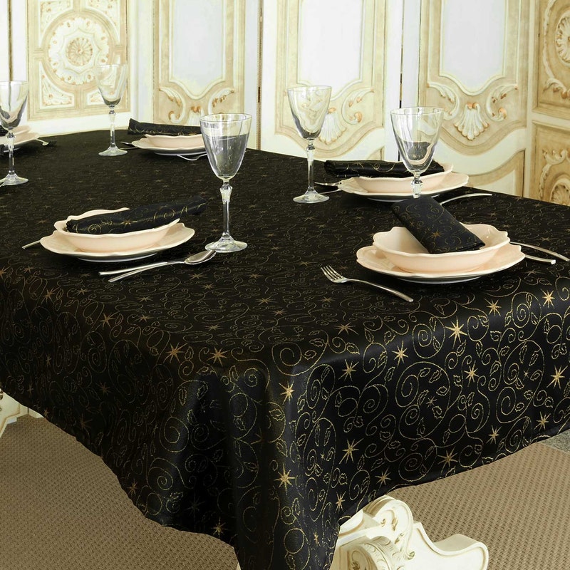 Black and Gold Tablecloth - Etsy
