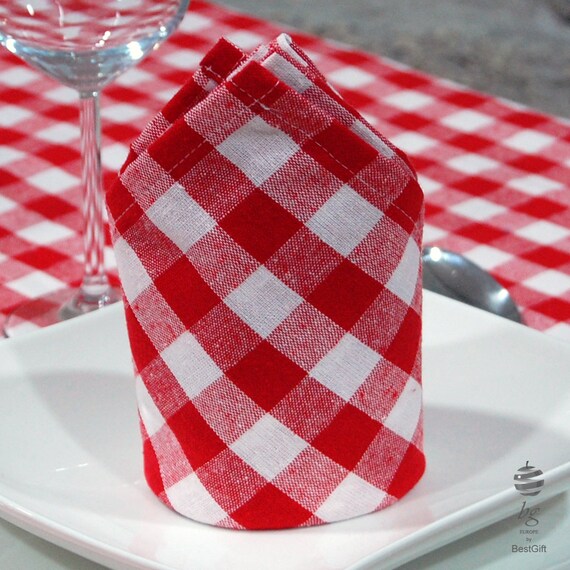 Luxury Pizzeria Chess Napkins 100% Cotton Red and White | Etsy