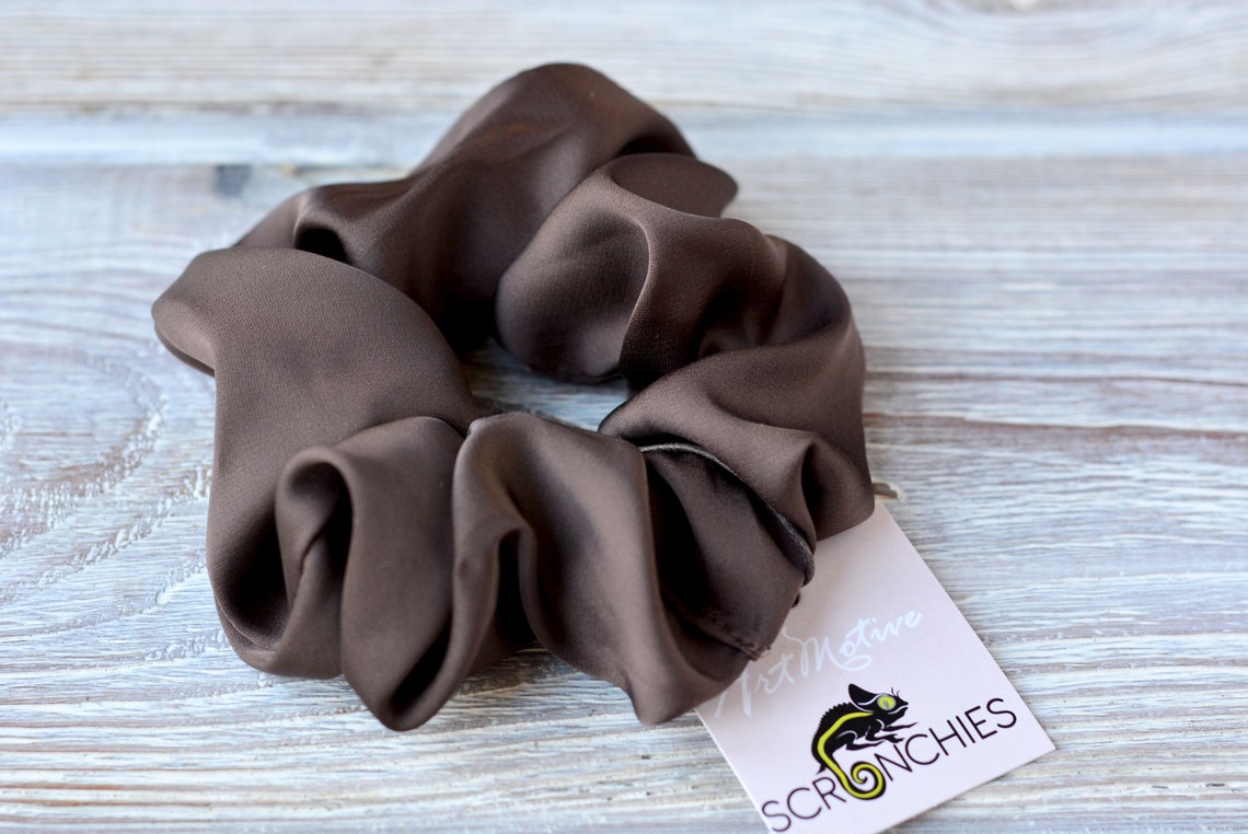 Beige big scrunchies for thick hair satin scrunchies pack no | Etsy