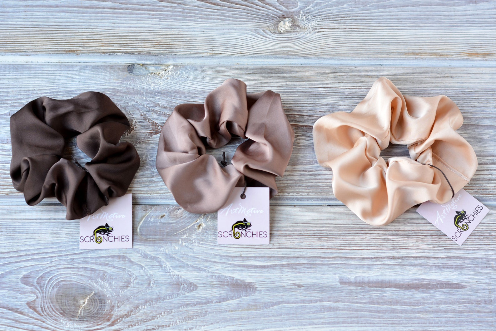 Beige big scrunchies for thick hair satin scrunchies pack no | Etsy