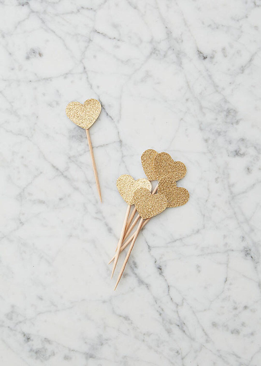 Heart Cupcake Topper, Silver or Gold, Set of 12 - Etsy
