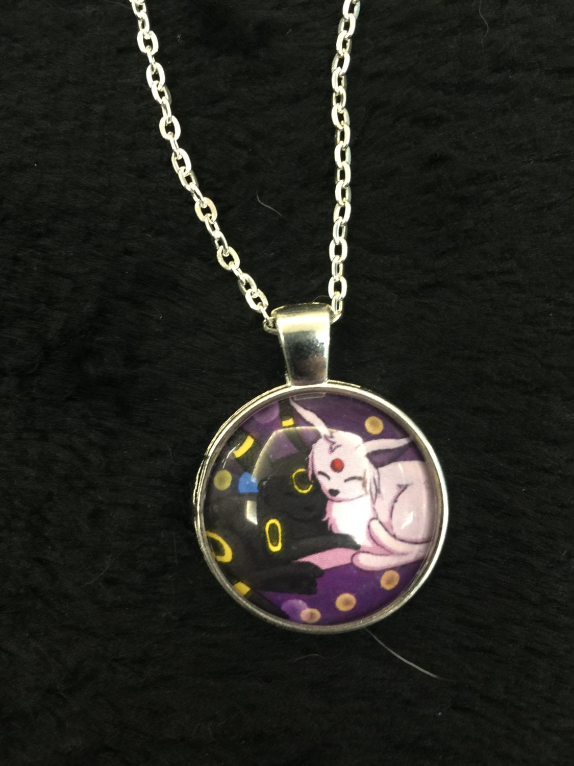 Umbreon and Espeon Necklace, Photo Glass Necklace, Pokemon, Eeveelution ...