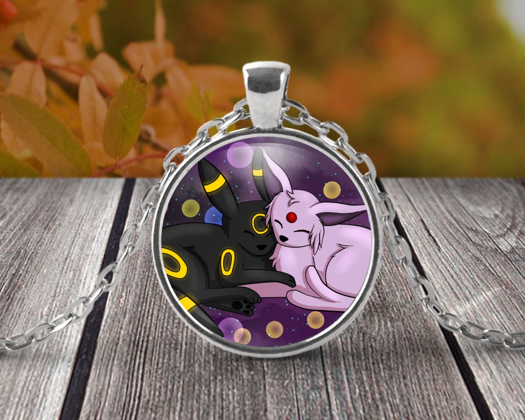 Umbreon and Espeon Necklace, Photo Glass Necklace, Pokemon, Eeveelution ...