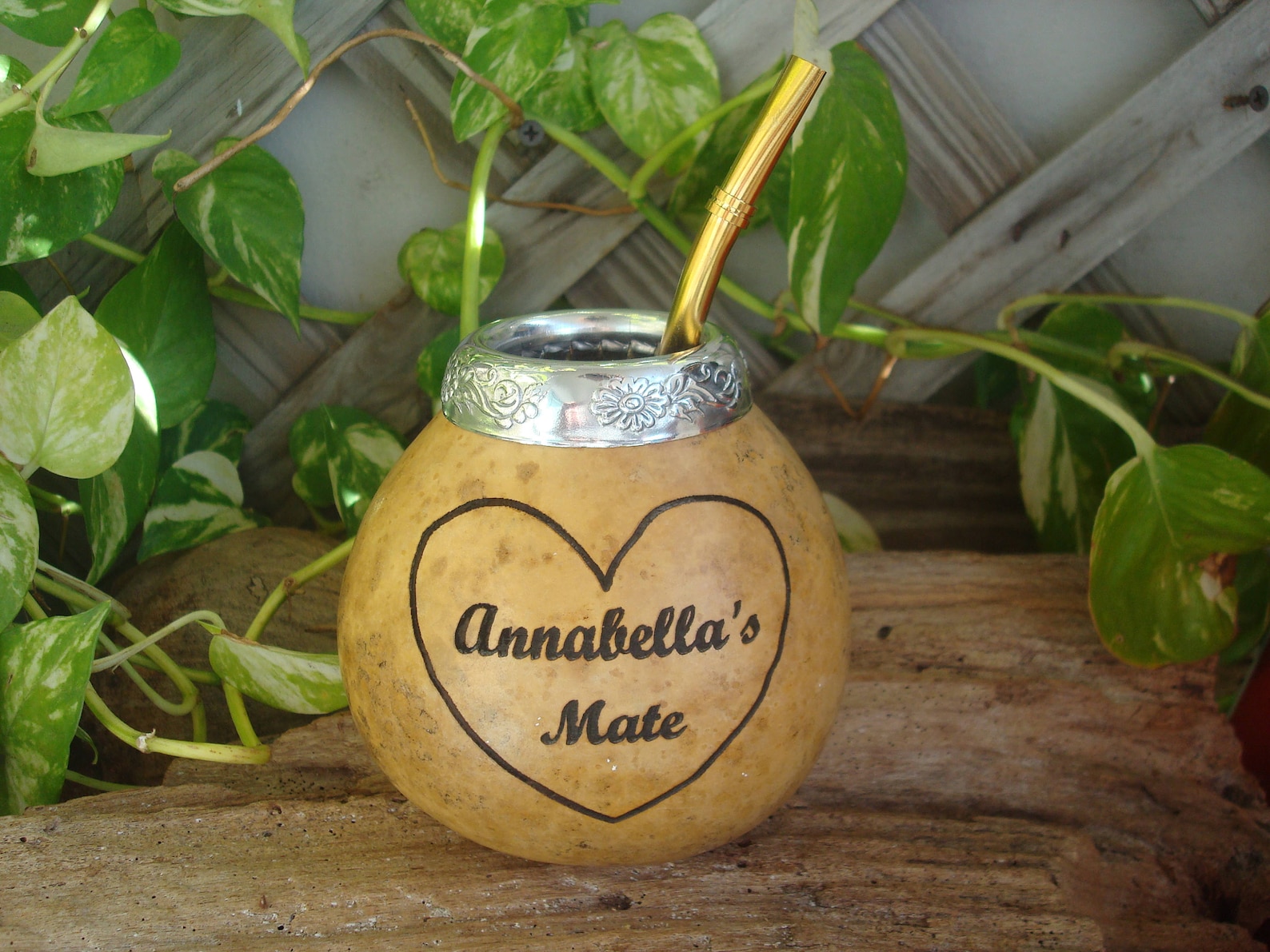 Mate Personalized Engraved HEART Argentina Mate Gourd | Etsy