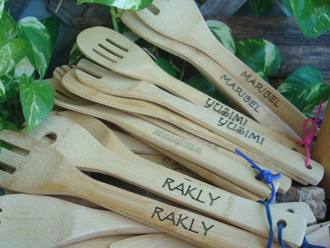 3 Personalized Spatulas, Custom Engraved 12 Bamboo Wooden Spatula ...