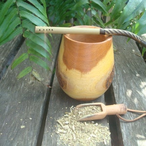 Personalized Mate algarrobo Yerba Mate Cup Bombilla Bamboo Straw Wood ...