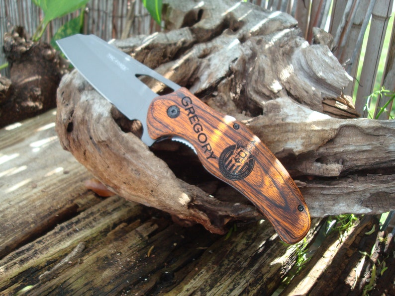 Personalized Engraved Knife Engraved Wood With Your Company - Etsy