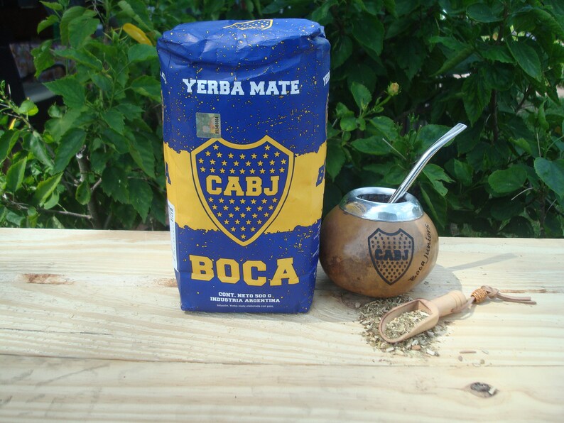 Mate Logo Boca Juniors Yerba Boca Juniors 500g Bombilla - Etsy