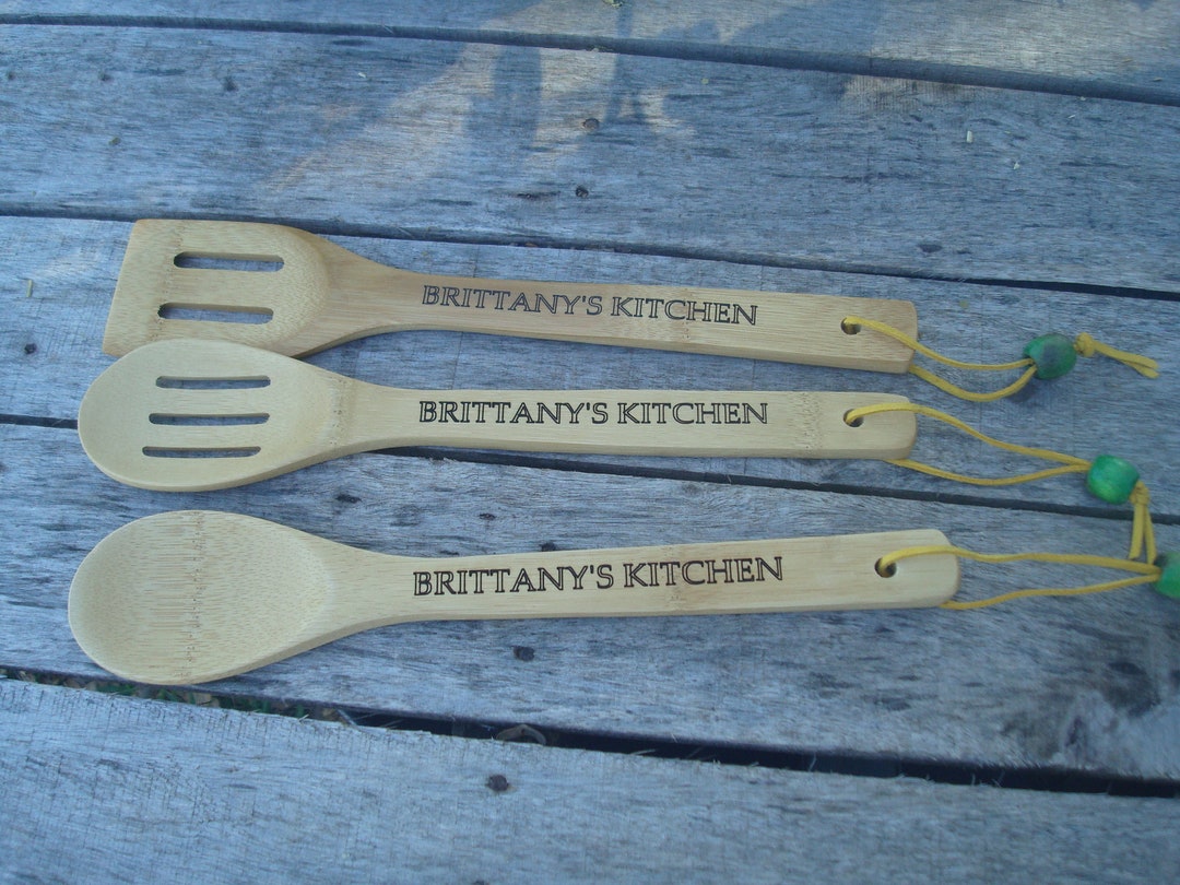 Set of 3 Personalized Kitchen Utensils, Custom Kitchen Utensils, Laser ...