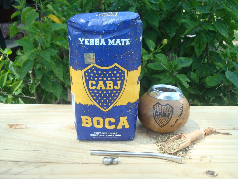 Mate Logo Boca Juniors Yerba Boca Juniors 500g Bombilla - Etsy