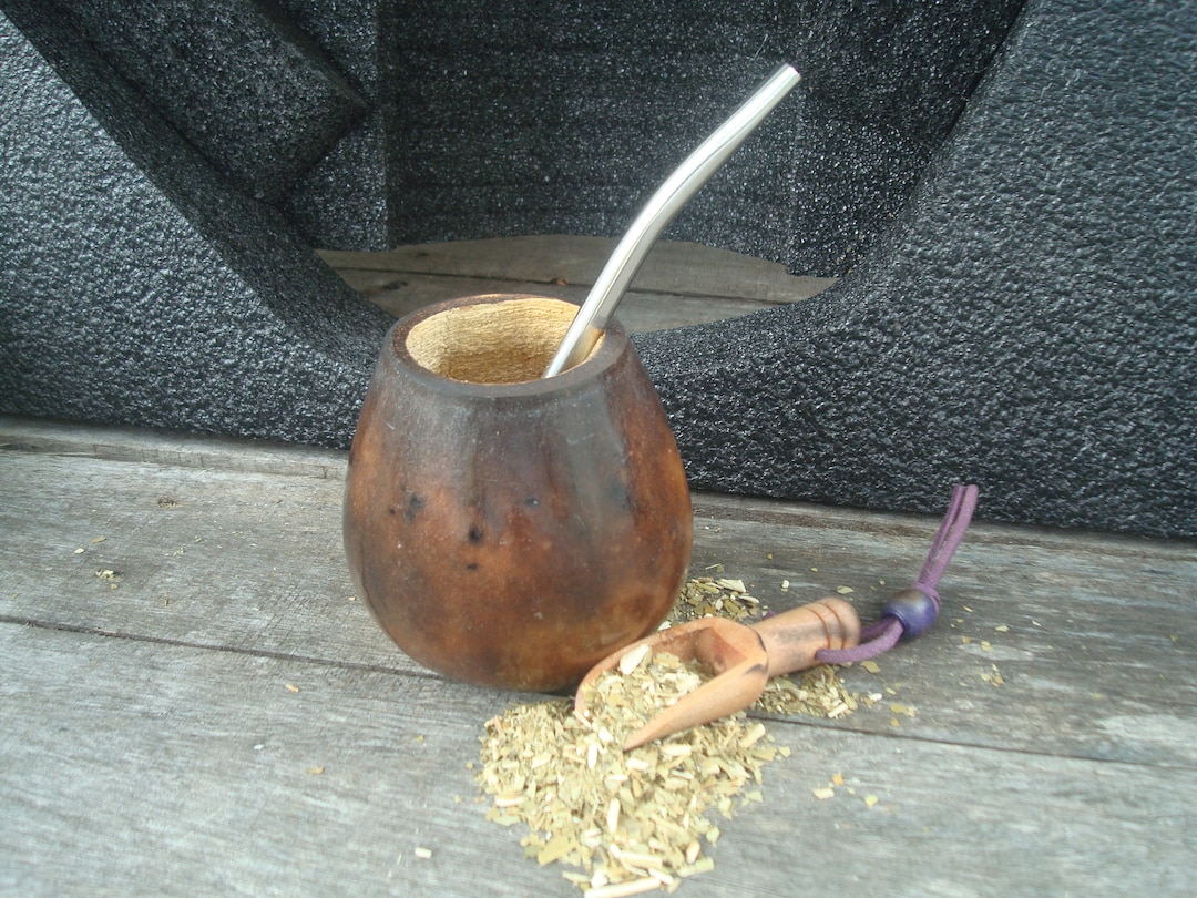 Set 3 Mate Gourd, Straw Bombilla, Yerba Spoon Spoon Wood, Shading Mate ...