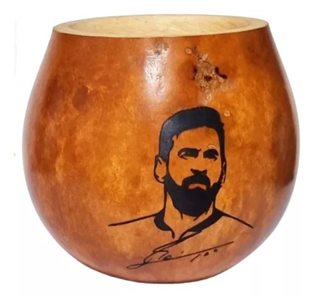 Engraved Pumpkin Mate Leo Messi Carved Mate Messi Mate De Calabaza ...