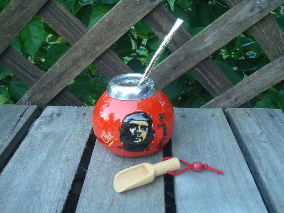 Argentine Mate Gourd Covered in Artisan Putty Straw Image Che Guevara ...