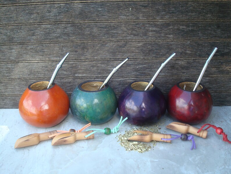 Mate Gourd Purple Mate Calabaza Straw Bonus Spoon for | Etsy