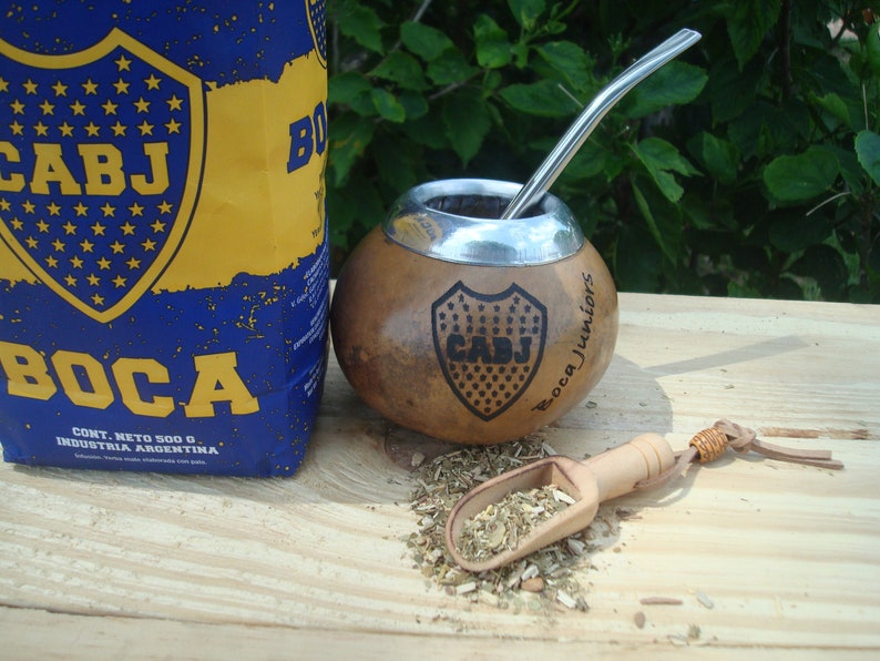 Mate Logo Boca Juniors Yerba Boca Juniors 500g Bombilla - Etsy