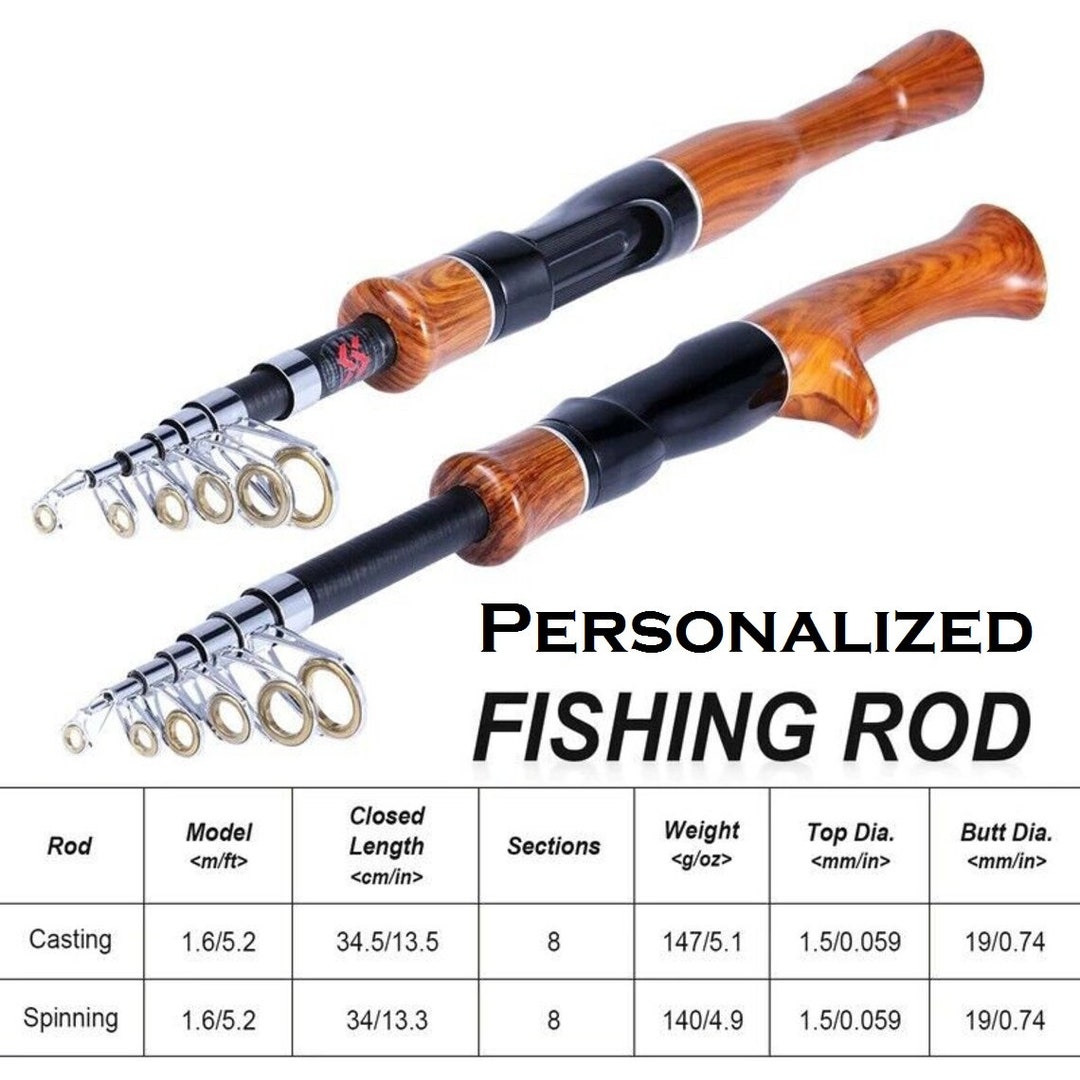 Personalized Fishing Rod Your Text Telescopic 1.6M Cork Handle Spinning ...