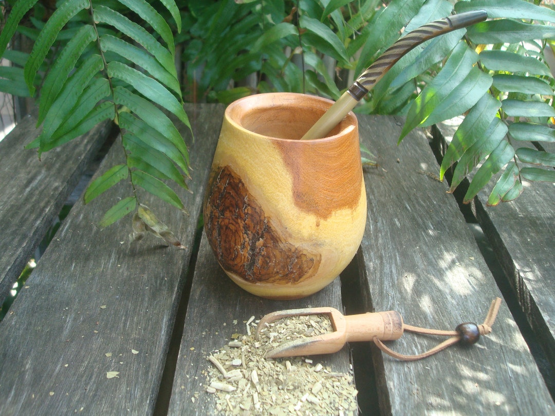 Personalized Mate algarrobo Yerba Mate Cup Bombilla Bamboo Straw Wood ...