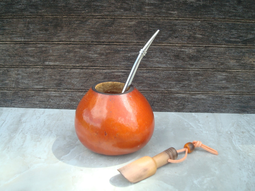 Mate Calabaza Naranja Mate Calabaza, Paja Cuchara Extra para Yerba Mate ...